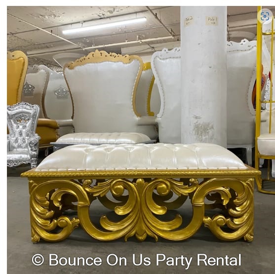 Miranda Royal White & Gold Bench - Bounce House & Inflatable Hire in ...