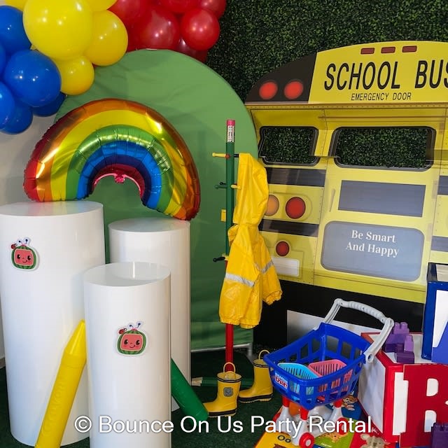 White Cylinder Tables 3pc Set - Bounce House & Inflatable Hire in ...